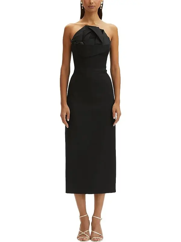 Oscar De La Renta Strapless Rosette Dress - Black