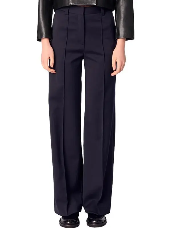Maje Pintucked Suit Trousers - Navy