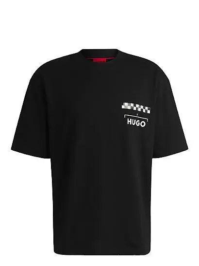 Hugo Branded-print Short-sleeved Cotton-jersey T-shirt - Black