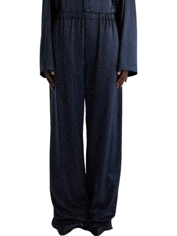 Balenciaga Crystal Embellished Satin Pajama Pants - 4100 Dark Navy