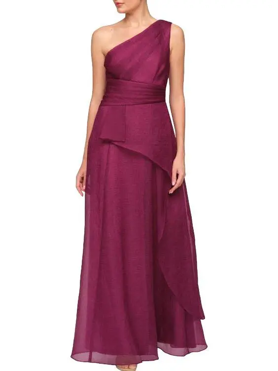 Js Collections Seraphina One-shoulder Organza Gown - Violet Rose