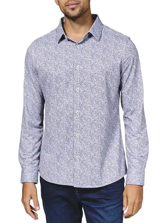 7 Diamonds Prague Floral Performance Button-up Shirt - Stone Rose