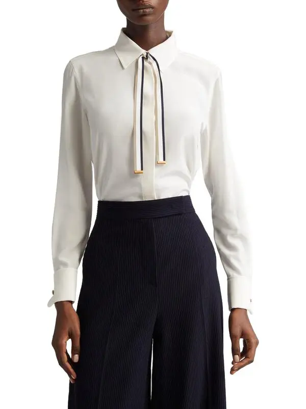 Max Mara Apollo Crêpe De Chine Shirt With Tie - Silk