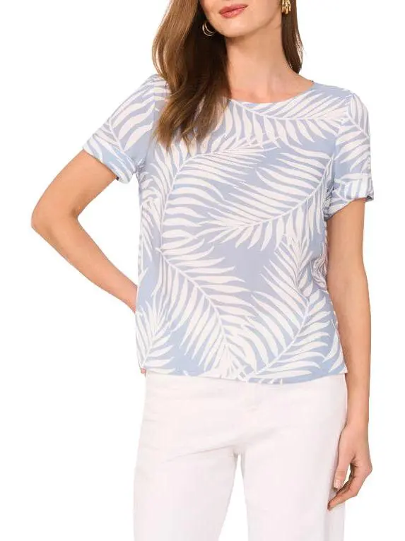 Vince Camuto Palm Print Top - Lake Breeze