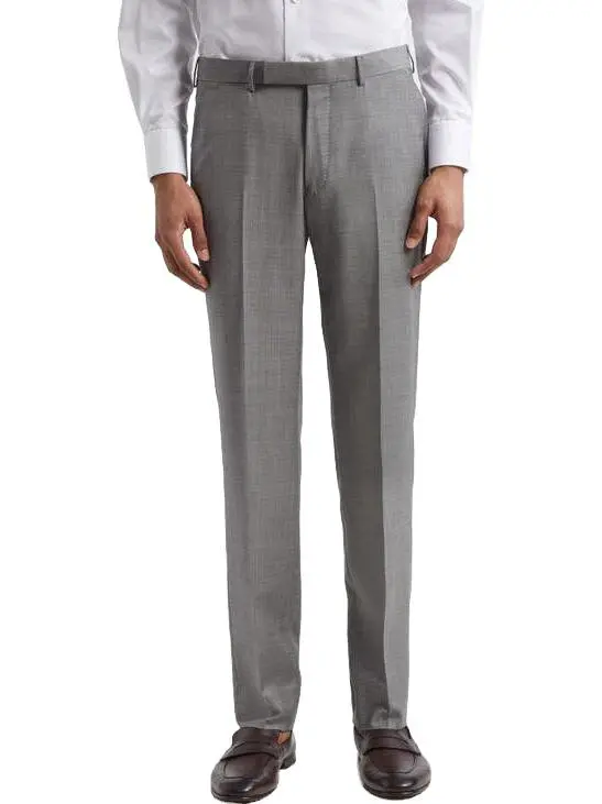 Zegna Mélange Wool Trousers - Md Gry Sld