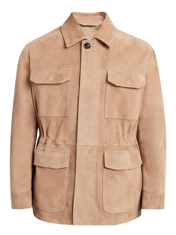 Brioni Lambskin Suede Field Jacket - Sand