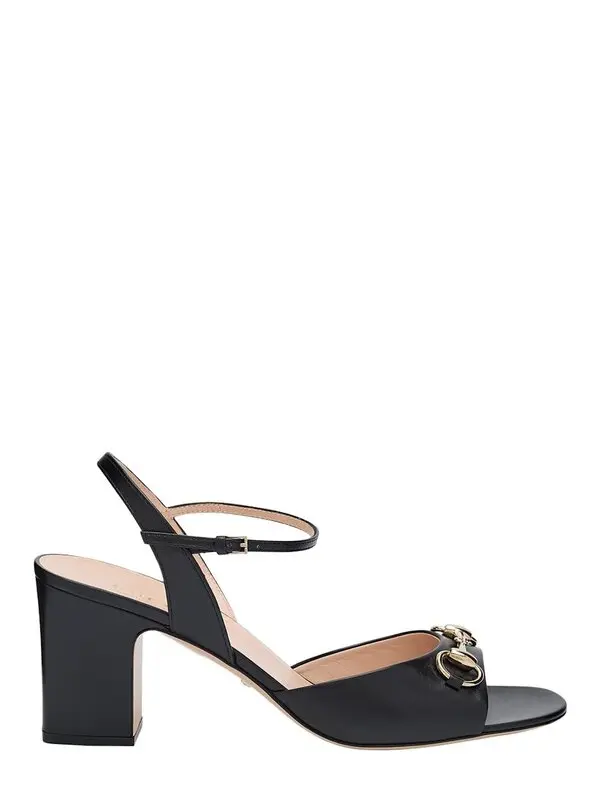 Gucci Lady Horsebit Leather Sandals - Black