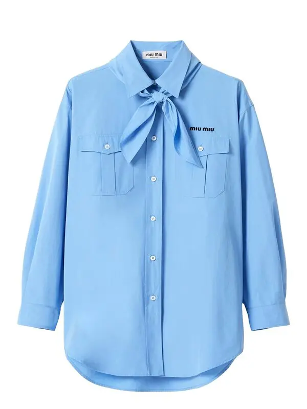 Miu Miu Neck-tie Shirt - F0013 Azzurro