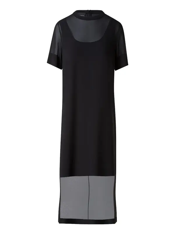 Akris Silk Georgette Tunic Dress - Black
