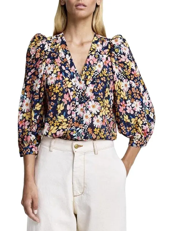 Smythe Frontier Floral Print Blouse - Navy Multi