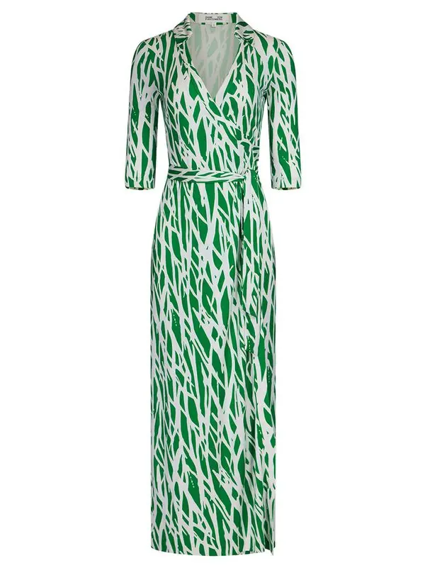 Diane Von Furstenberg Abigail Abstract-print Maxi Wrap Dress - Twig Green