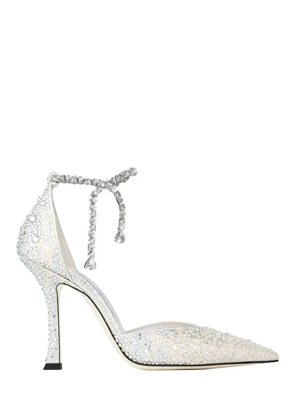JIMMY CHOO Stevie 100 Crystal-embellished Pumps - Neutral