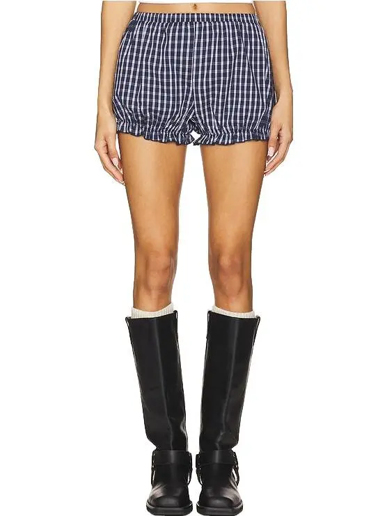 MORE TO COME Bloomers Shorts With Gingham Checks - Navy