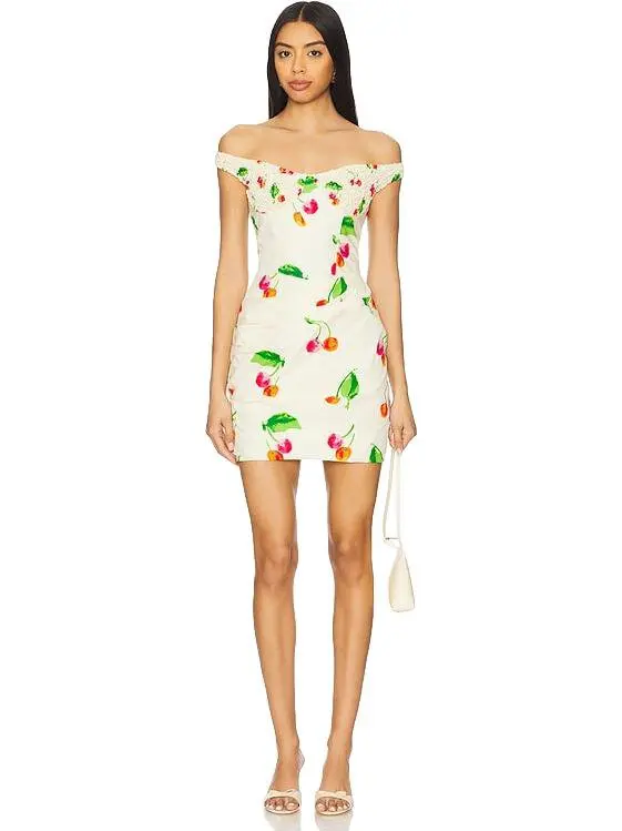 SWF Off Shoulder Pleated Mini Dress - Ivory