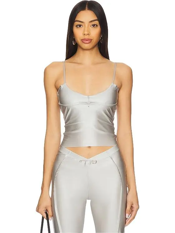 SAMI MIRO VINTAGE Double Layer Metallic Tank Top - Quartz Stretch