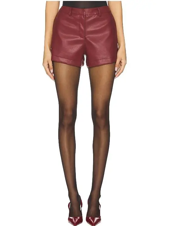 SNDYS X Wendy Faux Leather Shorts - Burgundy