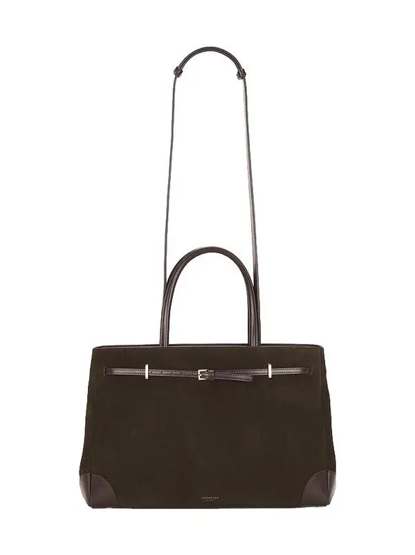 VERAFIED Suede Book Tote Bag - Brown