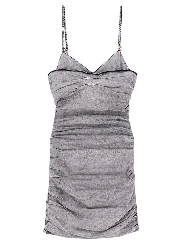 Elisabetta Franchi Denim Mini Dress - Grey
