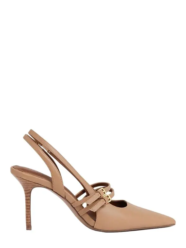 REISS Beatrice Leather Court Shoes - Neutral