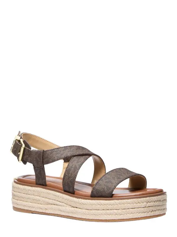 Michael Kors Lynn Signature Logo Platform Espadrille Sandal - Brown