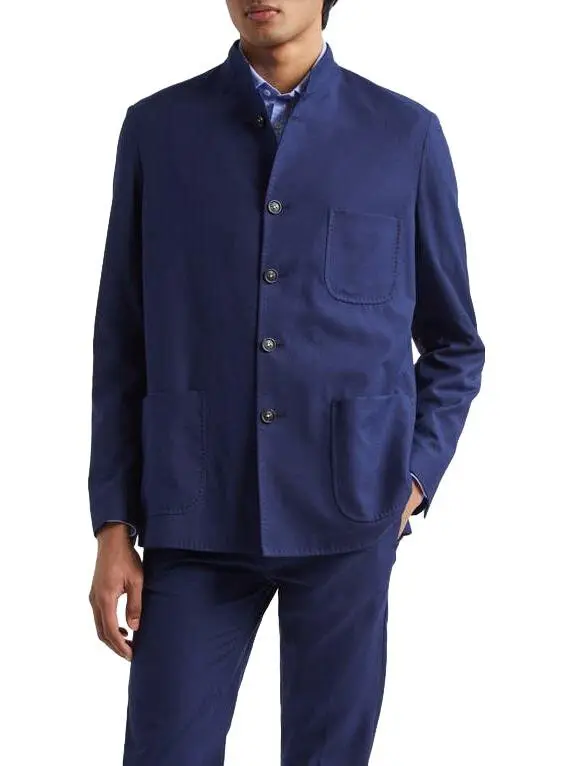 Massimo Alba Mandarin Collar Smoking Jacket - Dark Blue