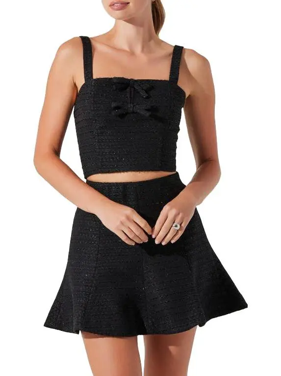 Astr The Label Kiona Diamante Tweed Crop Top - Black