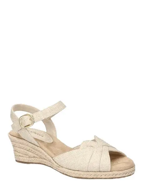 EASY WORKS BY EASY STREET Miramar Ankle Strap Wedge Sandal - Natural