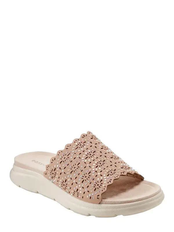 Easy Spirit Alora Studded Slide Sandal - Light Natural