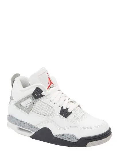 JORDAN Air 4 Retro Sneaker - White/ Fire Red/ Cement Grey