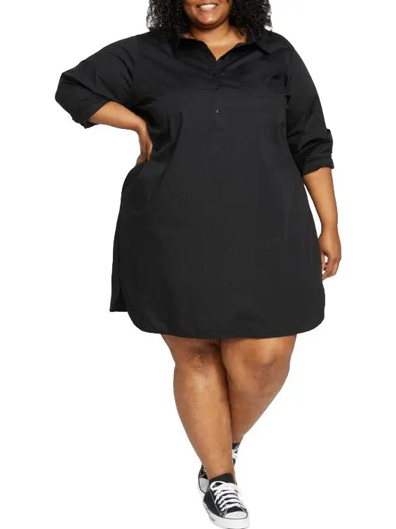 Universal Standard Rubicon Long Sleeve Shirt Dress - Black