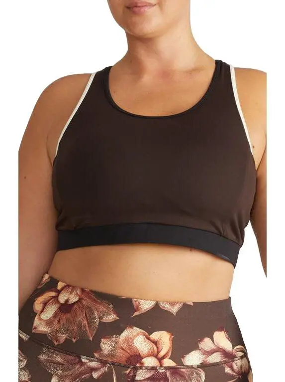 Universal Standard Racerback Sports Bra - Darkest Brown/dove Wing