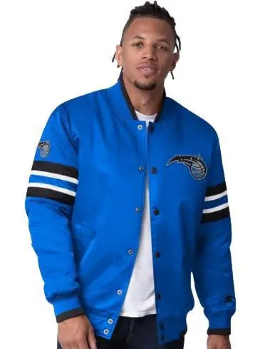 STARTER Orlando Magic Scout Varsity Satin Full-snap Jacket By - Blue