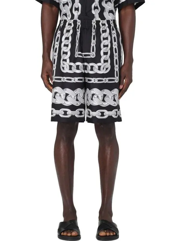 Versace Printed Chain Motif Relaxed Fit Shorts - Black