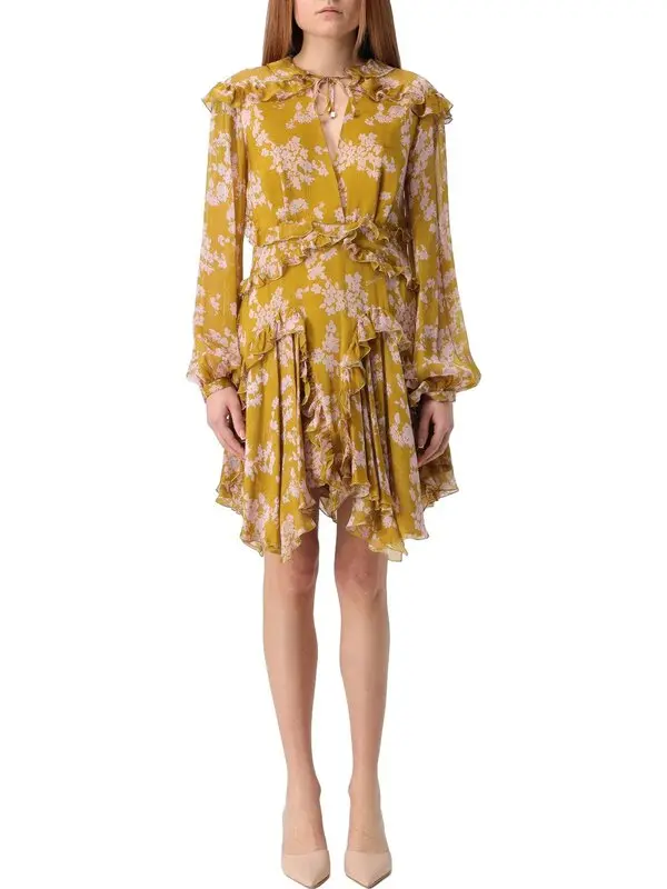 Elisabetta Franchi Printed Ruffled Mini Dress - Yellow