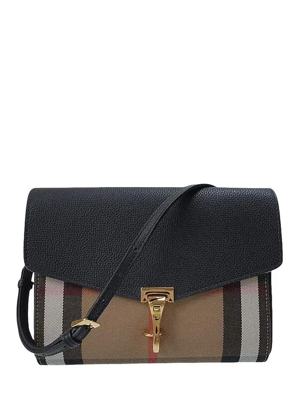 Burberry Leather And House Check Crossbody Bag - Archive Beige/black