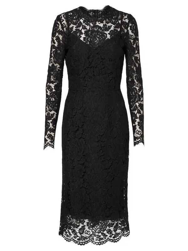 Dolce & Gabbana Lace Midi Dress - Black
