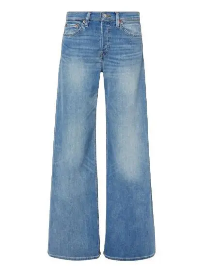 RE/DONE Cotton Stretch Mid-rise Wide-leg Jeans - Blue