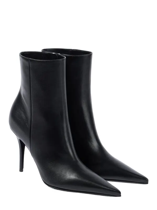 Amina Muaddi Barbara 90 Leather Boots - Black