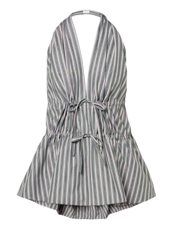 Dries Van Noten Striped Halterneck Cotton Top - Green