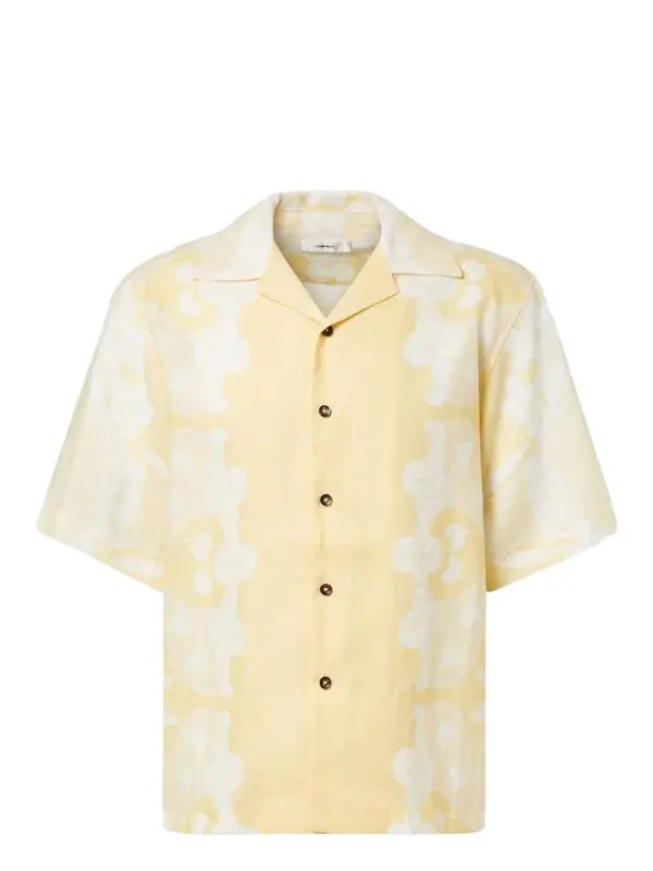 Commas Floral Linen Bowling Shirt - Yellow