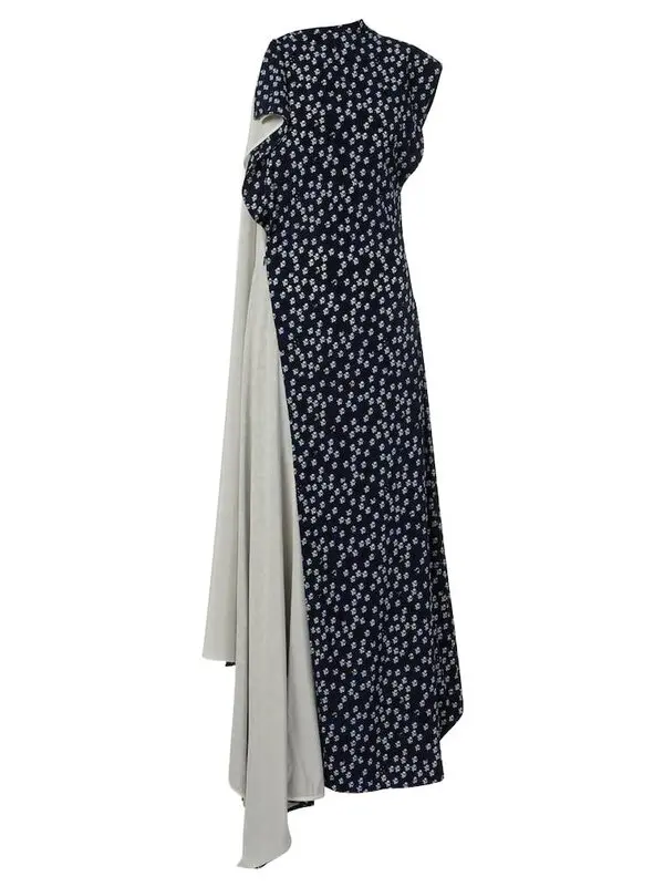 Proenza Schouler Devyn Floral Draped Maxi Dress - Blue