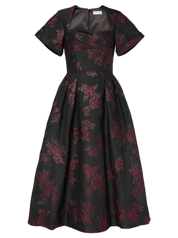 Rebecca Vallance Florentina Floral Midi Dress - Burgundy