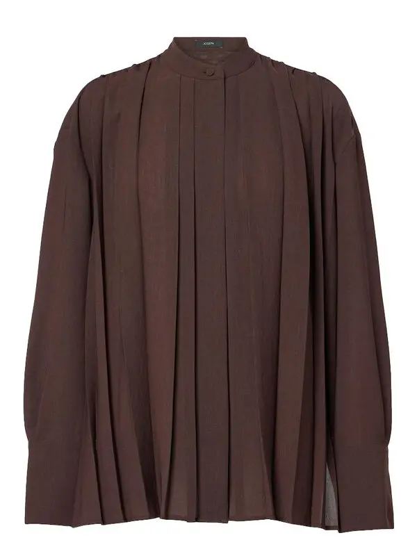 JOSEPH Malte Plissé Blouse - Brown