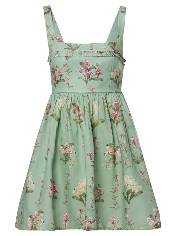Agua Bendita Hierbabuena Floral Linen Minidress - Multicoloured