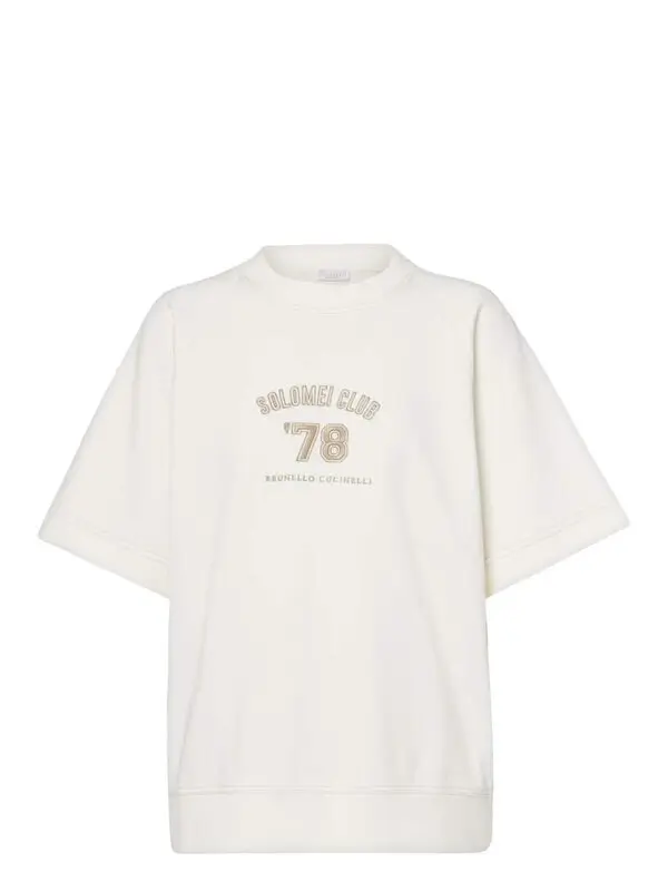 Brunello Cucinelli Logo Patch Cotton Jersey T-shirt - Beige