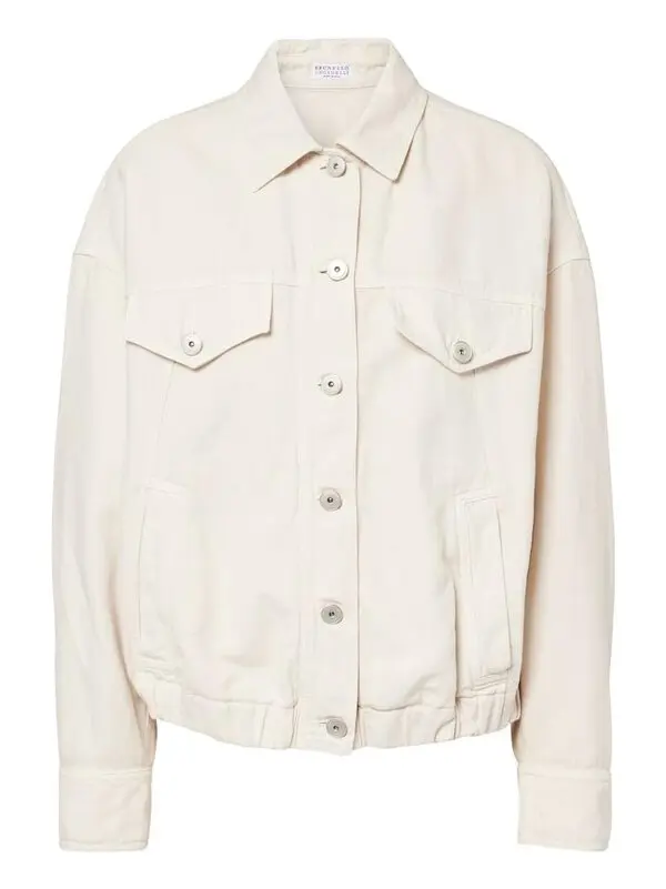 Brunello Cucinelli Monili Beaded Cotton And Linen Jacket - White
