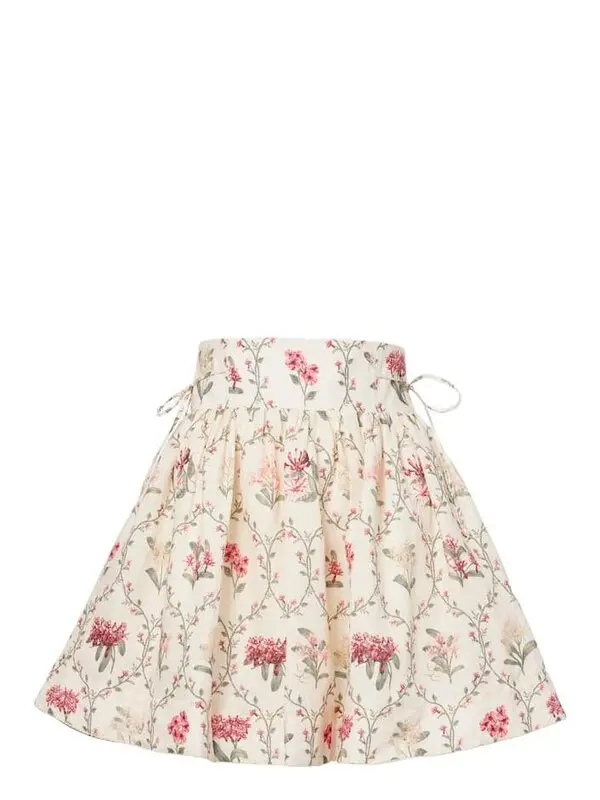 Agua Bendita Floral Print Linen Miniskirt - Multicoloured