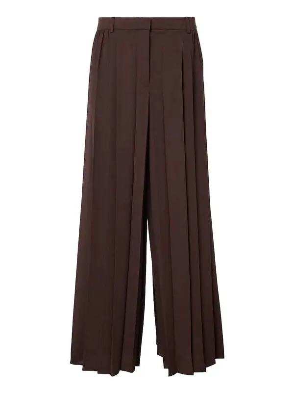 JOSEPH Tibre Plisse Wide-leg Pants - Brown