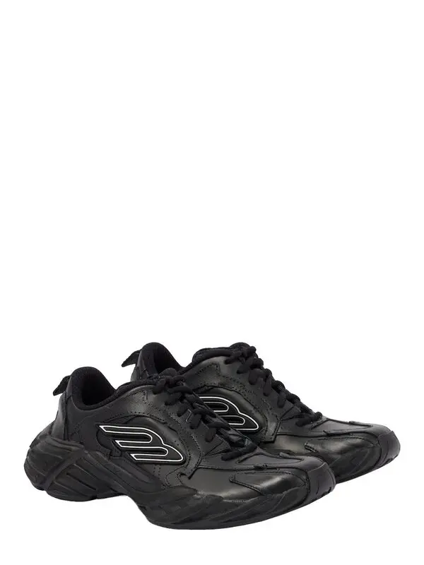 Balenciaga Monday Leather Sneakers - Black