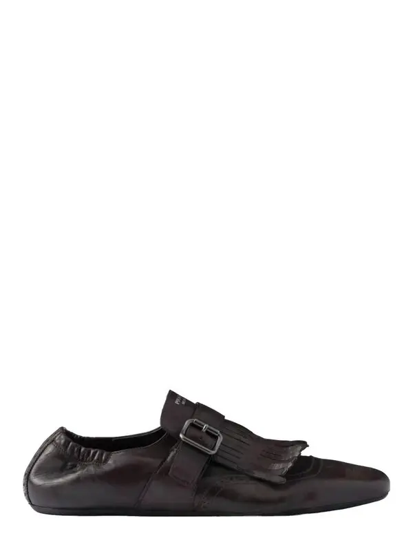Prada Shuffle Fringed Monk Shoes - Brown